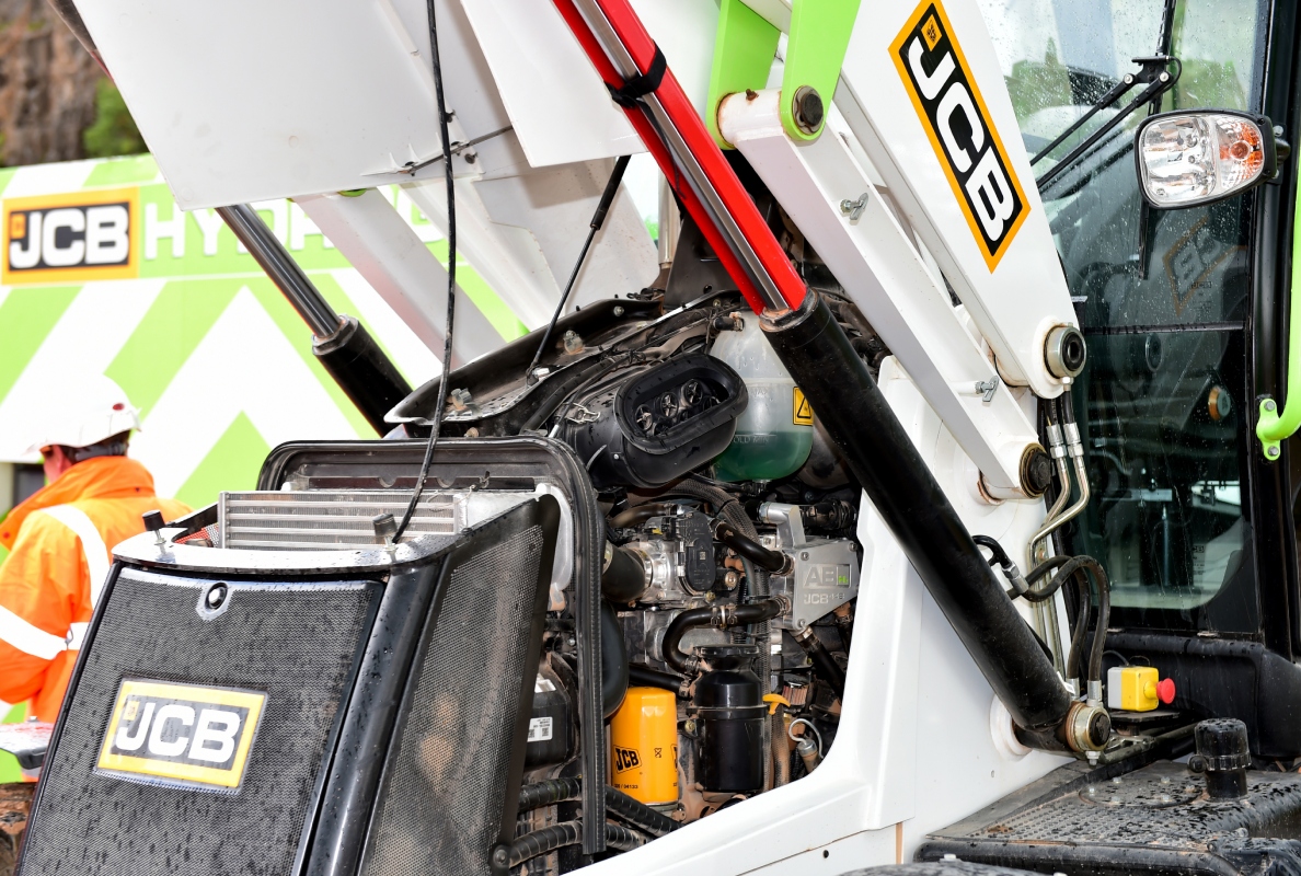 A hydrogen internal combustion engine installed in a JCB backhoe loader ...
