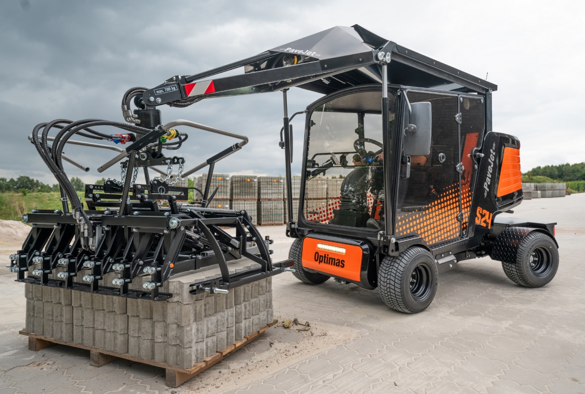 The new Optimas PaveJet S24 paving machine has a powerful Kubota engine ...