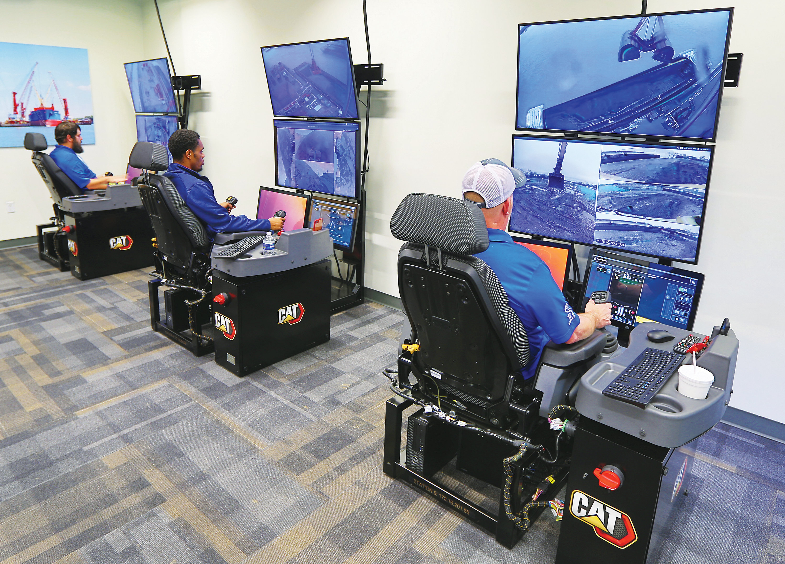 Cat® Command Stations being used to remotely control excavators at a ...