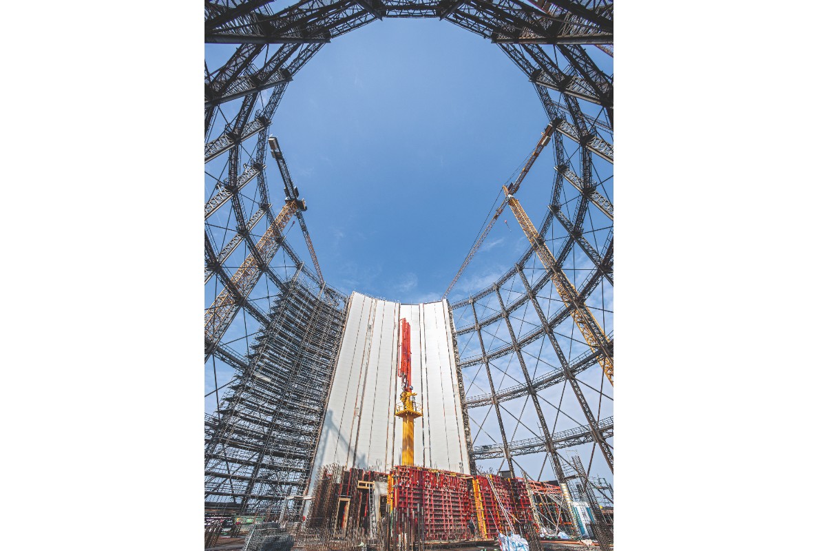 The 75-m-high historic steel structure of the industrial landmark was ...