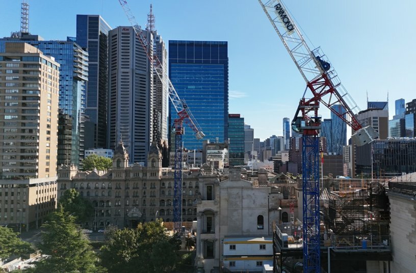 Two Raimondi hydraulic luffing jib cranes assigned to prestigious ...