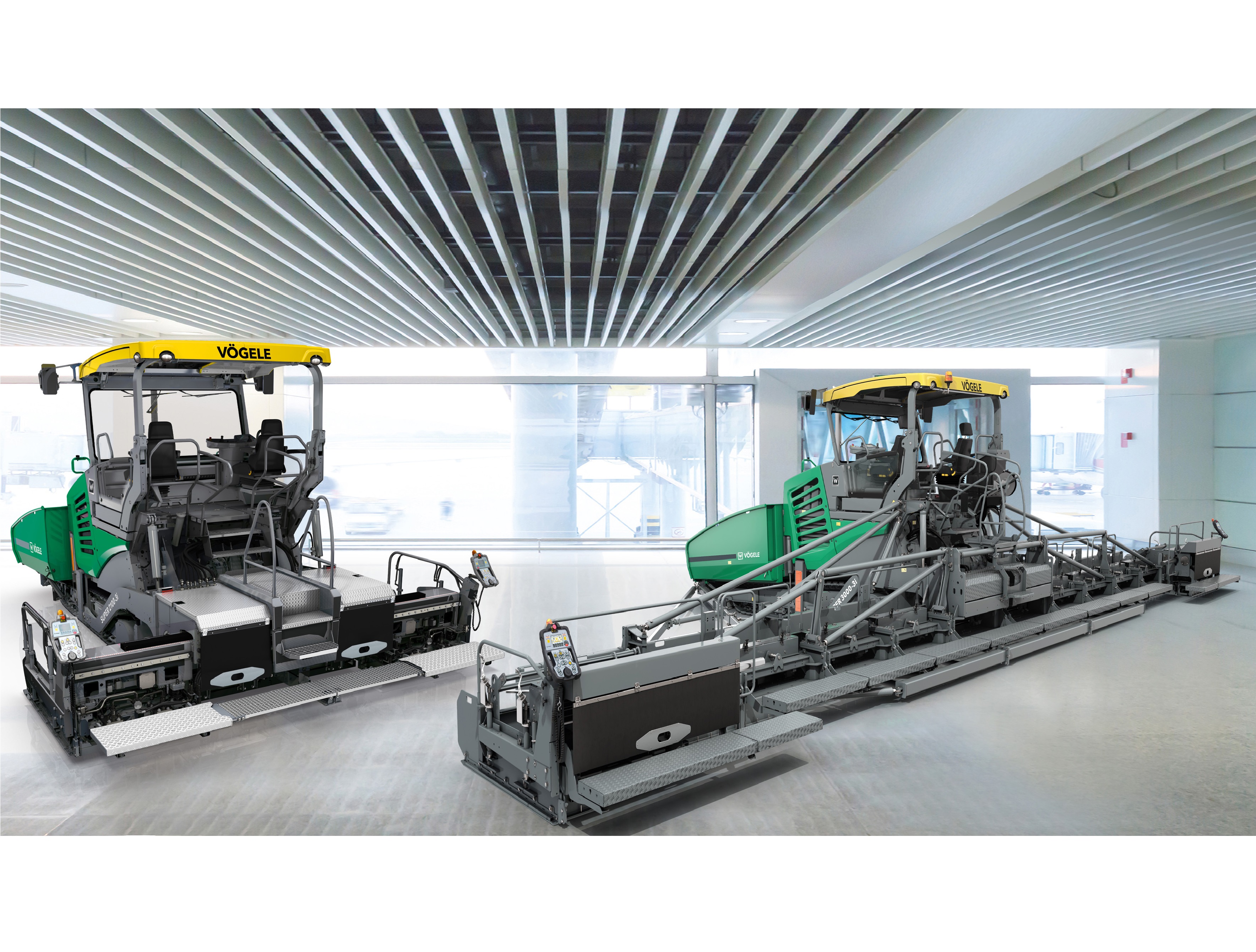 Extending screed (left) and fixed-width screed (right) from Vögele: the ...